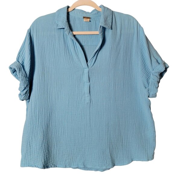 Magaschoni | Tops | Magaschoni Womens Blue Organic Cotton Gauze Beach ...